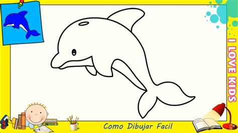 Como dibujar un delfin FACIL paso a paso para niños y principiantes 5