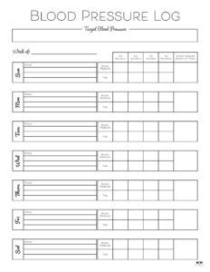 Blood Pressure Logs 25 FREE Printables Printabulls