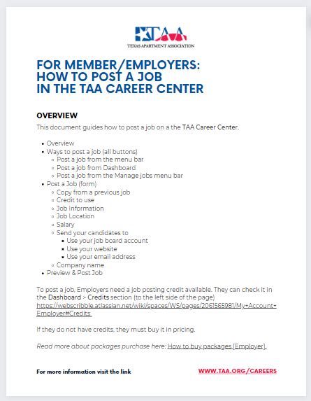 TAA Job Board How To Post Room To Grow