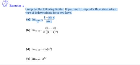 solved compute the following limits if you use 1