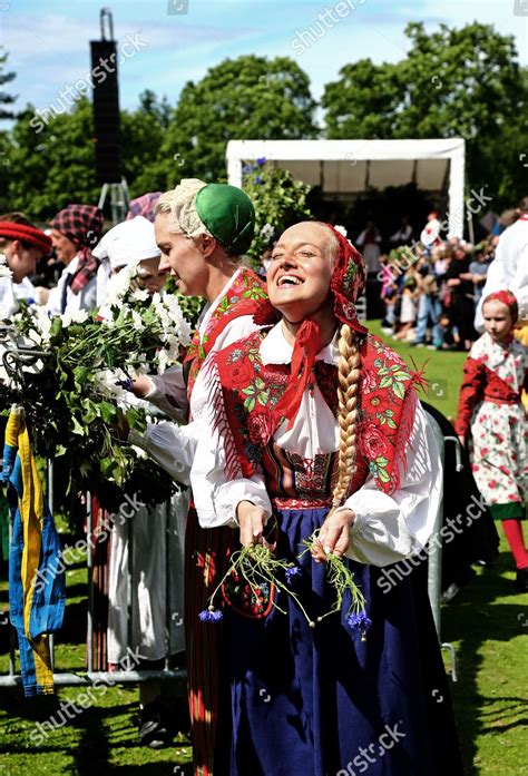 Midsummer Celebration Skansen City Stockholm Sweden Editorial Stock
