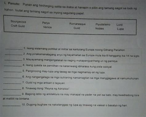 L Punan Ang Hinihinging Salita Sa Ibaba At Hanapin O Piliin Ang Tamang