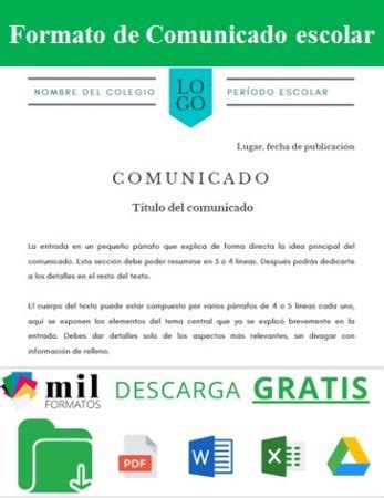 Comunicado Escolar Ejemplos Plantillas Word Excel Canva