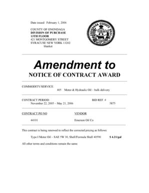 Fillable Online NOTICE OF CONTRACT AWARD Fax Email Print PdfFiller