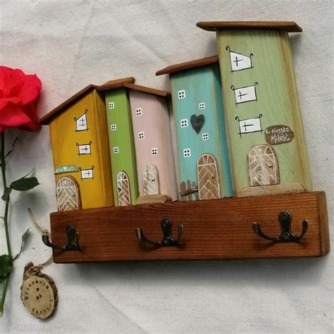 unikatowe wieszaki wieszak z pastelowymi domkami no ღ art Madam pl