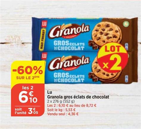 Promo Lu Granola Gros éclats De Chocolat chez Bi1 iCatalogue fr