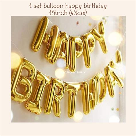 Jual 40CM 16INCH HAPPY BIRTHDAY LETTER IN GOLD BALON FOIL HURUF HAPPY