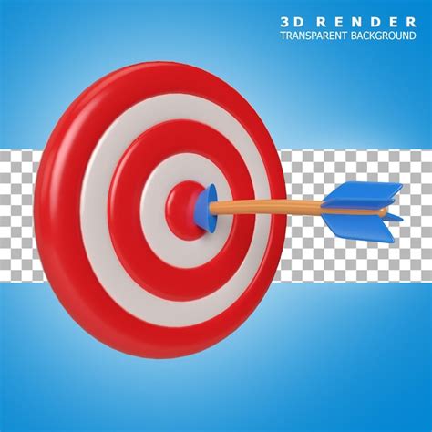Ilustração de renderização 3d da seta atingindo o alvo alta