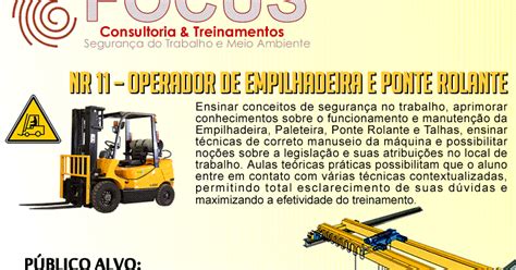 Segurança do Trabalho NR 11 Operador de Empilhadeira Paleteira e