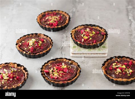 Spiced Chocolate Tarts Stock Photo Alamy