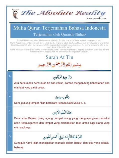 Surah At Tin Dan Terjemahan