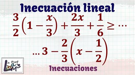 Inecuaciones lineales con paréntesis y fracciones La Prof Lina M3