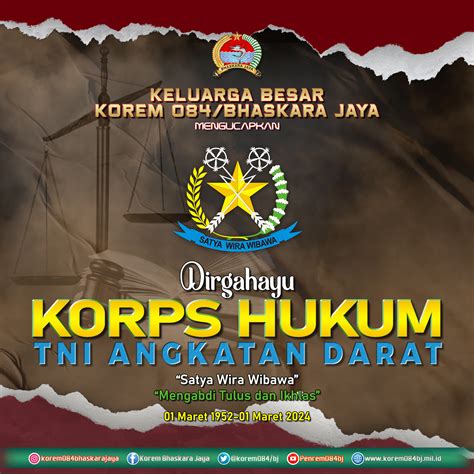 Keluarga Besar Korem 084 Bhaskara Jaya Mengucapkan Dirgahayu Korps