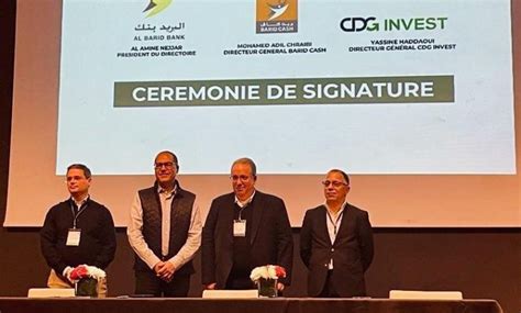 Al Barid Bank Et Barid Cash Sallient Avec CDG INVEST Pour Soutenir Les