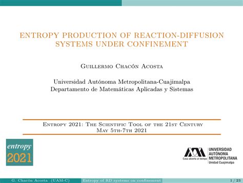 pdf entropy production of reaction diffusion systems under confinement