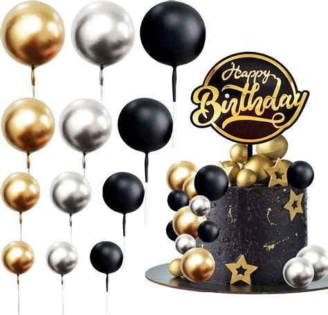 43 Stück Tortendeko Kugeln Schaumkugeln Cupcake Topper Happy Birthday
