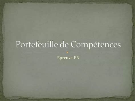 PPT Portefeuille de Compétences PowerPoint Presentation free