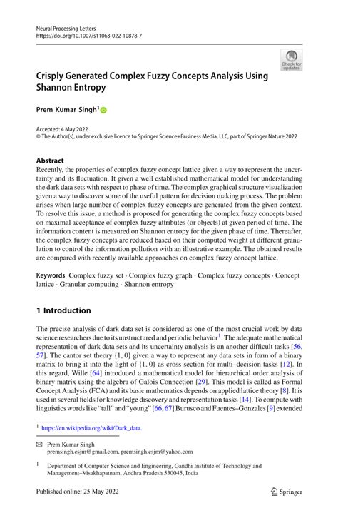pdf crisply generated complex fuzzy concepts analysis using shannon entropy