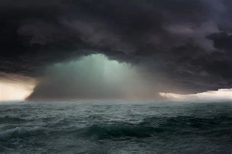 Seaside Stormy Sky Sea Storm Clouds Beach Ocean Seascape Stormy