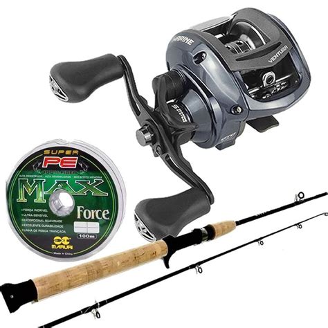 Kit Carretilha Marine Vt Vara Ottoni Cesar Libras Marine