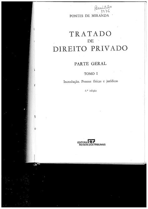Pdf Prefacio Tratado De Direito Privado Tomo Pontes De Miranda