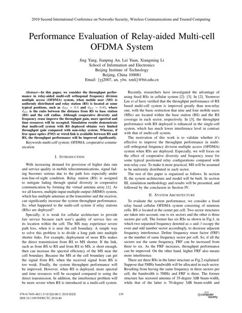 pdf performance evaluation of relay aided multi cell ofdma system