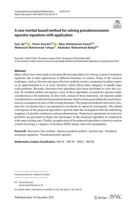 pdf a new inertial based method for solving pseudomonotone operator equations with application