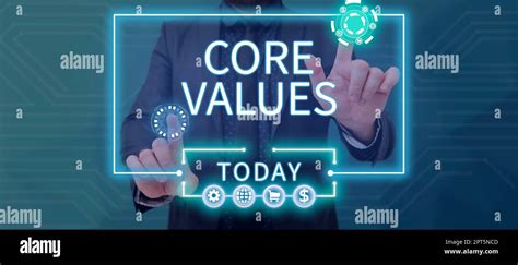 Conceptual Display Core Values Business Showcase Principles Which