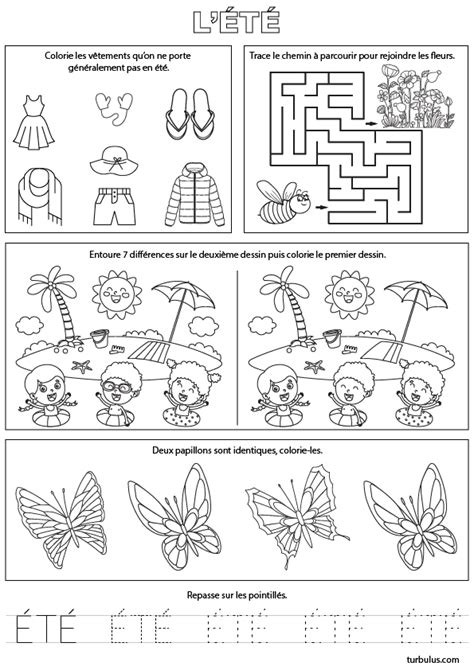 Jeux Imprimer Sur Le Th Me De L T Turbulus Jeux Pour Enfants