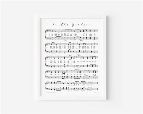 In The Garden Hymn Print Sheet Music Art Hymn Art Hymnal Sheet Home