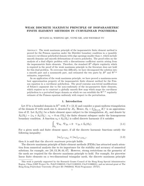 pdf weak discrete maximum principle of isoparametric finite element methods in curvilinear