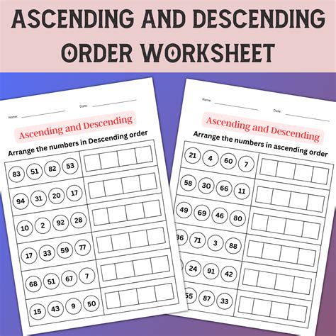 Ascending And Descending Order Worksheet To Ordering Numbers