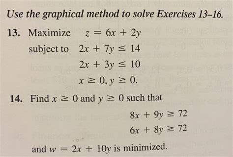 solved use the graphical method to solve exercises 13 16
