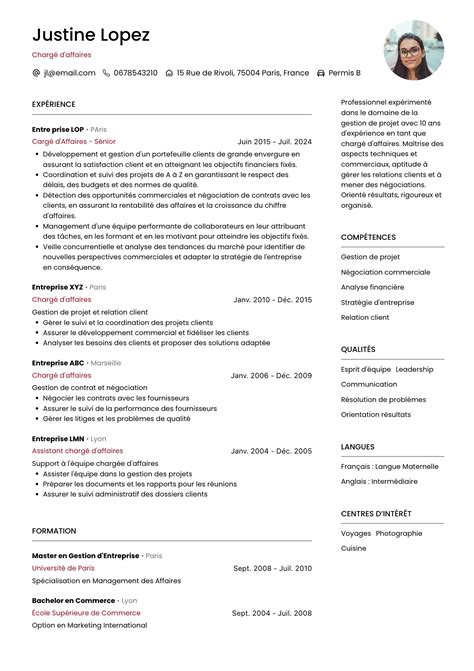 CV Chargé d Affaires Modèle Exemples à télécharger Gratuit