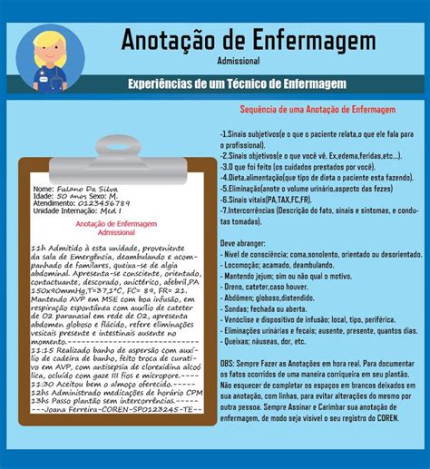 Anotacaoadmissao Tecnico Em Enfermagem Enfermagem Evolu O De