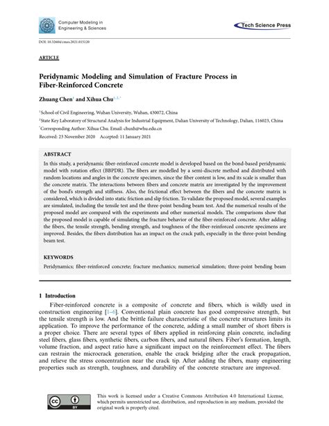 pdf peridynamic modeling and simulation of fracture process in fiber reinforced concrete