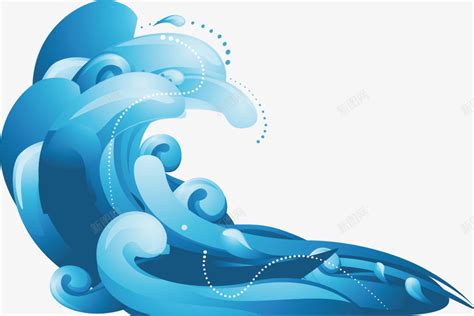 手绘卡通蓝色海浪png图片免费下载 素材7yxkkUaqU 新图网