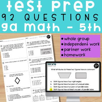 5th Grade Georgia Milestone Math Test Prep Packet PowerPoint Review