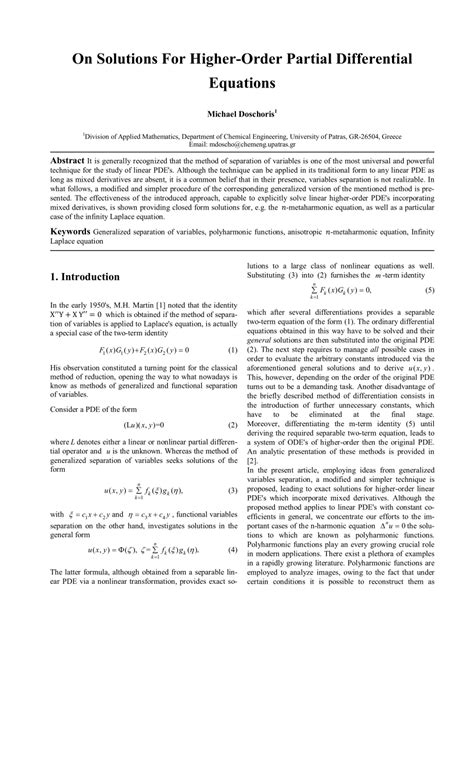 [pdf] on solutions for higher order partial differential equations