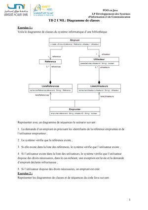 Td Sequence Diagram Corrige Analyse Orient E Objet Ing Td