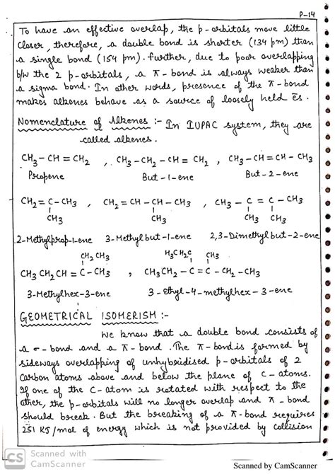 Hydrocarbon Handwritten Notes For 11th Chemistry