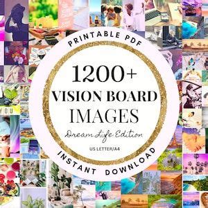 Vision Board Kit With Printable Words Quotes Images Frames