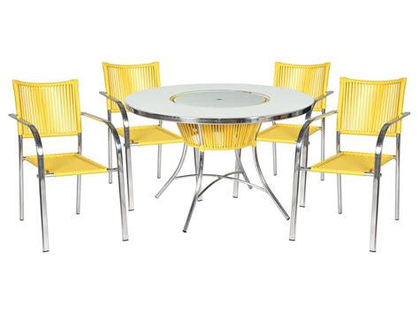 Conjunto De Mesa Para Jardim Rea Externa Alum Nio Cadeiras