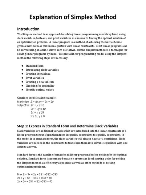 explanation of simplex method pdf linear programming mathematical optimization