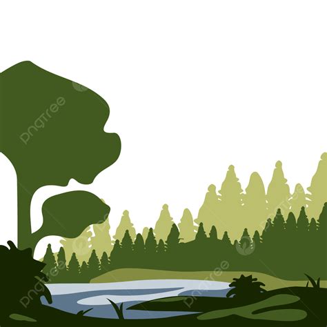 Gambar Vektor Desain Ilustrasi Hutan Dan Sungai Ilustrasi Hutan Latar
