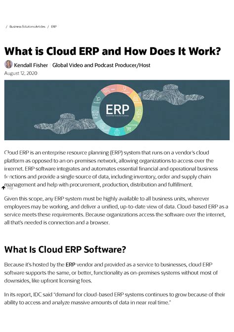 SOLUTION 21 What Is Cloud Erp And How Does It Work Netsuite Studypool