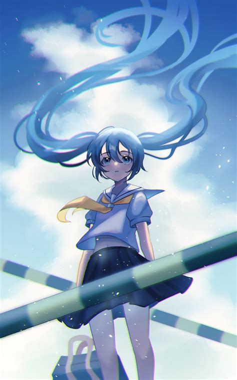 初音ミク24曲目 少女レイ みきとP 100曲ボカロ絵チャレンジ 初音ミク 縦長な つむり まい Mai Tsumuriのイラスト