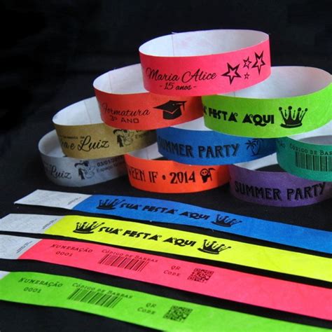 50 Pulseira de Identificação Personalizada Festas Eventos Elo7