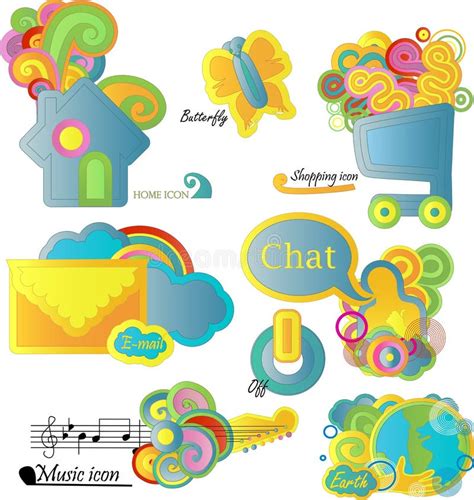 Conjunto De 8 Iconos Del Vector Ilustración del Vector Ilustración de