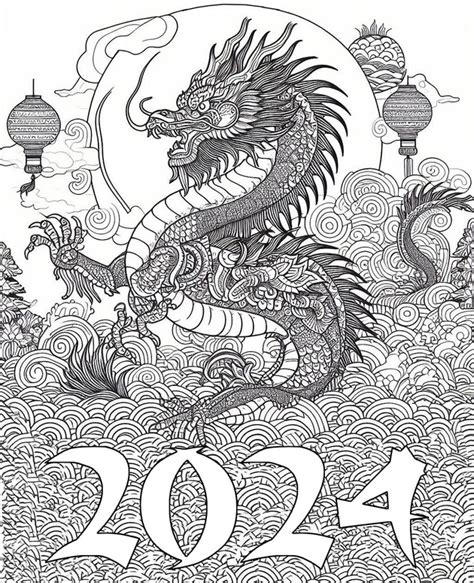 Coloriage Bonne Année 2024 Nouvel an chinois 9
